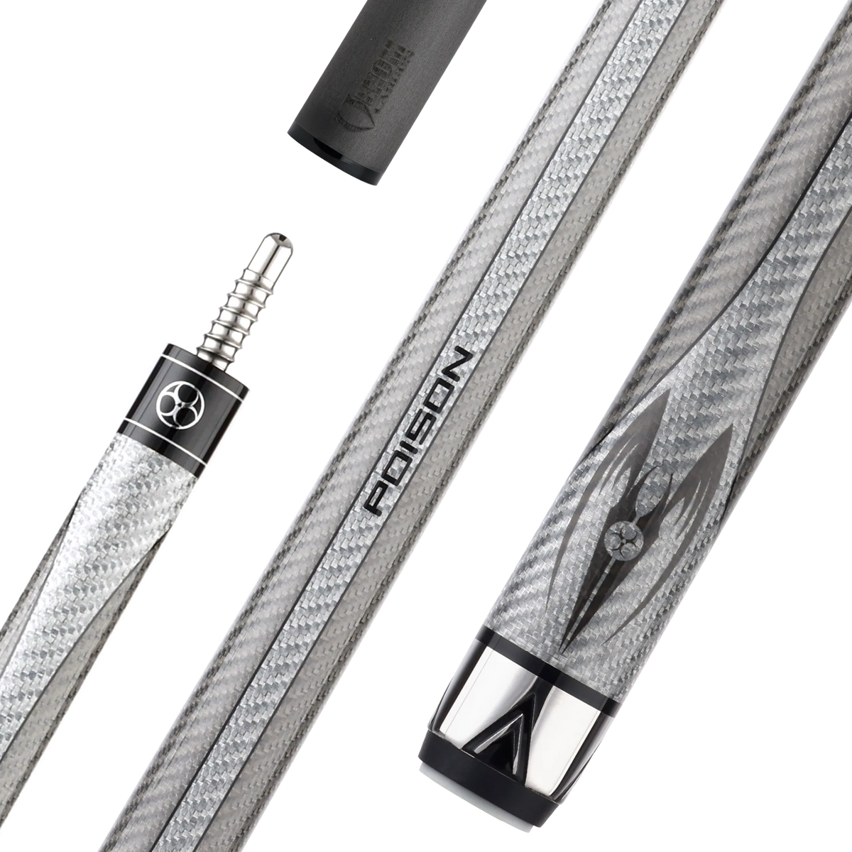 Poison Maelith Pool Cue with Carbon Fiber Shaft - Dark/Light Gray - No ...